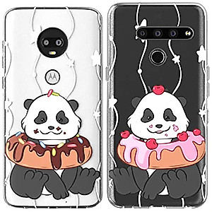 Toik Matching Couple Cases for Apple iPhone 11 Pro Xs Max Xr 10 X 8 Plus 7 6s 5s SE Kawaii Print Panda Silicone BFFs Animals Doughnut Gift Best Friend Sweet Relationship Girlfriend Cute