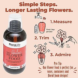 FloraLife Fresh-Cut Flower Food - Liquid Multi-Nutrient & Hydration Solution - 8oz