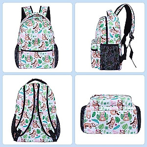 Lopevctor Sloth Backpack Set for Boys Girls, Kids Sloth Backpack for School with Lunch Bag and Stickers, Cute Sloth Bookbag School Bag Set for Students