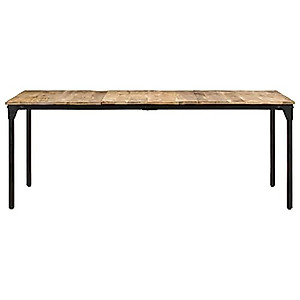 GOLINPEILO Dining Table Rectangular Solid Wood Top with Steel Legs Metal Frame Industrial and Rustic Style for Kitchen Meal, Dining Room or Living Room, 78.7"x39.4"x29.9" Rough Mango Wood-B