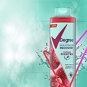 Degree Maximum Recovery Body Wash and Soak Post-Workout Recovery Skincare Routine Tart Cherry + Epsom Salt + Electrolytes Bath and Body Product 22 oz, Pack of 4