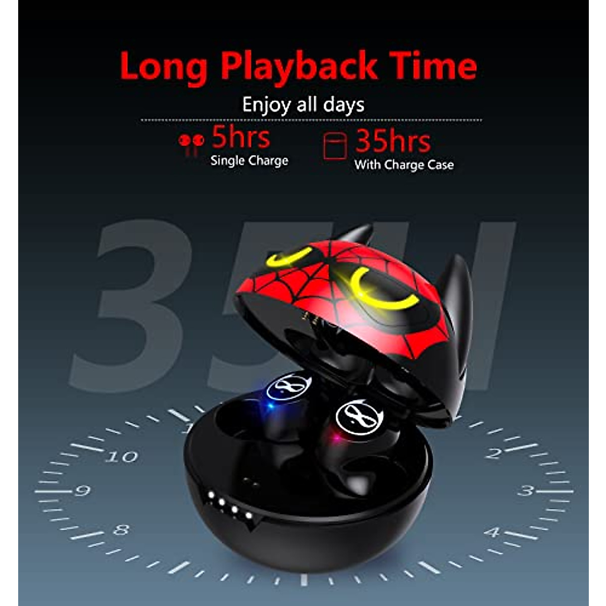 Togetface Bluetooth Headphones Wireless Earbuds for Kids Boys True Wireless Earphone 35H Playtime Ear Buds with Wireless Charging Case, IPX5 Waterproof Earbuds in Ear Headphones for Work Gym Study