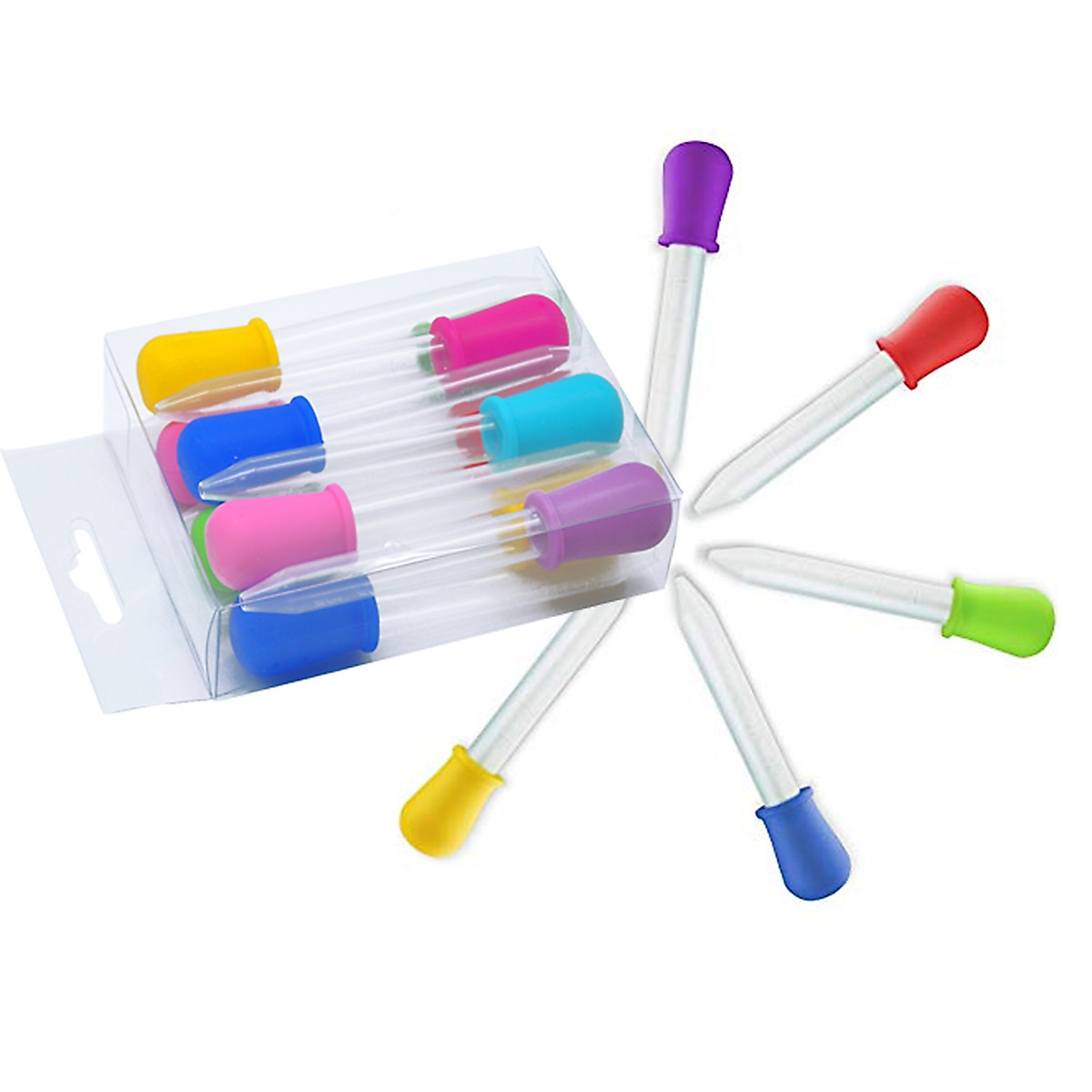 Gorse 12 Pack Liquid Droppers for Kids Silicone and Plastic Pipettes with Bulb Tip 5 ML Eye Dropper for Candy Molds
