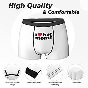 CENTUKE I Love Hot Moms Gag Gifts For Men Boys Boyfriend Gifts Underwear Men's Stretch Elastic Wide Band Boxer Brief Underwear Mens Boxers Black