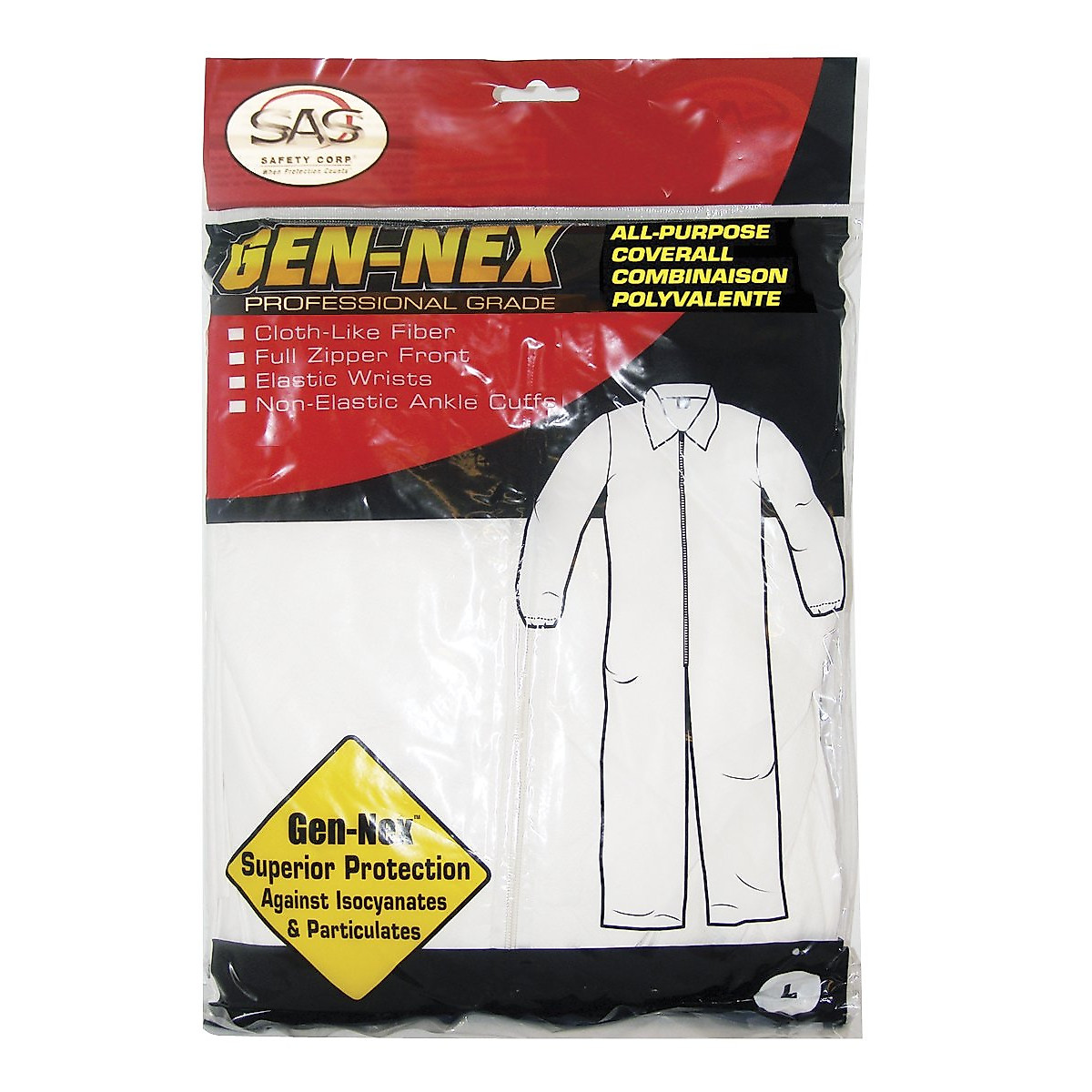 SAS Safety 6853 Gen-Nex Painter's Coverall, Large, White