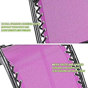 Zero Gravity Chairs Recliner Lounge Outdoor Patio Lawn Chairs with Cup Holder Trays (Purple)