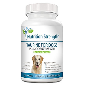 Nutrition Strength Taurine for Dogs, Support for a Healthy Heart Function, Resist Inflammatory Diseases, with Coenzyme Q10 to Help Manage Heart Failure and DCM in Dogs, 120 Chewable Tablets