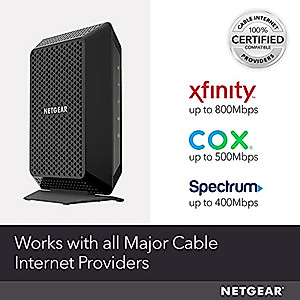 NETGEAR Cable Modem DOCSIS 3.0 (CM700-1AZNAS) Compatible with All Major Cable Providers Including Xfinity, Spectrum, Cox, For Cable Plans Up to 800 Mbps