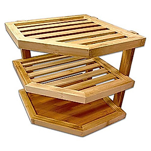 Bam & Boo - Natural Bamboo 3-Tiers Corner Shelf Organizer - Storage Rack for Kitchen Countertop, Cabinet & Pantry