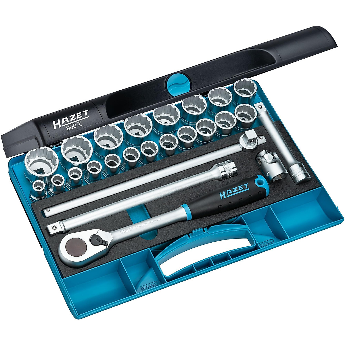 Hazet 900Z 1/2-Inch Socket Set - Black/Blue/Silver (25-Piece)