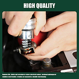 Yumfugu 2 PCS Car Power Terminal Cleaning Brush Washer Set, Stainless Steel Pile Head Brush Positive Negative Fiber Protection Washers, Protection Accessories, for Most Models (Silver & Green & Red)