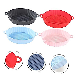 VALICLUD 12 Pcs Bakeware Round Baking Pan Oven Air Fryer Para Air Fryer Air Fryer Grill Air Fryer Silicone Liner Washing Machine Pan Silica Gel Silicone Baking Liners with Handle