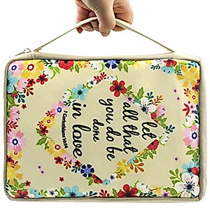 Bible Case Floral Bible Cover 7 X 10 Canvas Bag for Bible Book