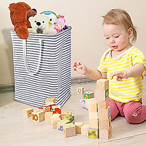 6 Pcs 75l Laundry Hamper Collapsible Laundry Basket Freestanding Laundry Hamper Large Waterproof Clothes Hamper Organizer with Easy Carry Extended Handles for Laundry Room Toys Clothes Storage, Grey