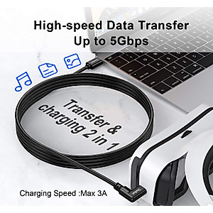 Siwket USB C Link Cable 13ft/4m, USB3.0 A to USB Type C Cable 90 Degree 5Gbps Data Transfer USB C Charging Cable for Quest 1/2, Virtual Reality Headset Galaxy S21 S20 Note20