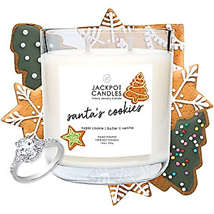 Jackpot Candles Christmas Santas Cookies Candle with Ring Inside (Surprise Jewelry Valued at 15 to 5,000 Dollars) Ring Size 7
