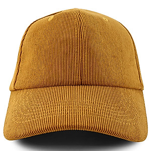 Trendy Apparel Shop Polyester Corduroy Structured Baseball Cap Dad Hat - Mustard