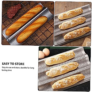 UPKOCH 4 pcs Wavy Pan bread loaf pan baking gutter loaf pan molds hotdog buns metal bread pan nonstick tray silicone bread pan breadmaking Stainless steel bread rolls hot dog