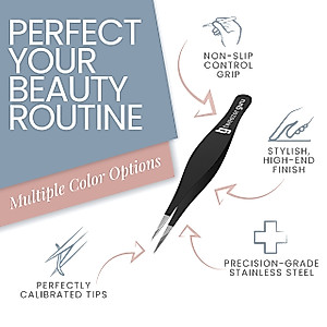 Tweezer Guru Pointed Tweezers - Sharp Precision Needle Nose Tip, Best Tweezers for Eyebrows and Ingrown Hair, Surgical Pointed for Blackheads & Splinters (Black)