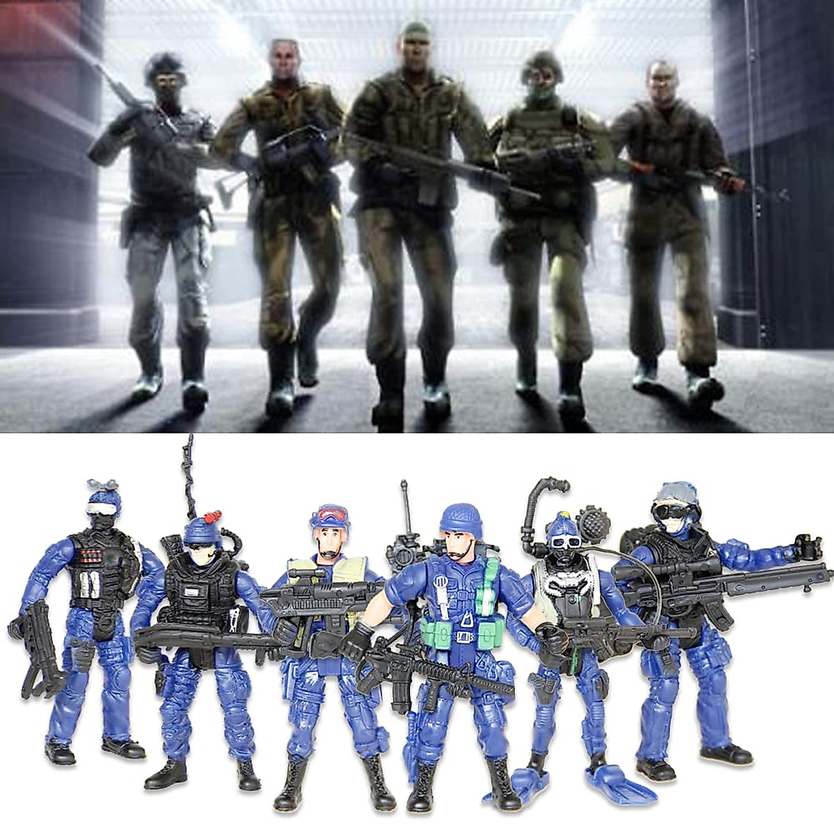 YEIBOBO ! 6 Pack Soldiers Action Figure Set - Army Men SWAT Team Toy (Future X-Cops)