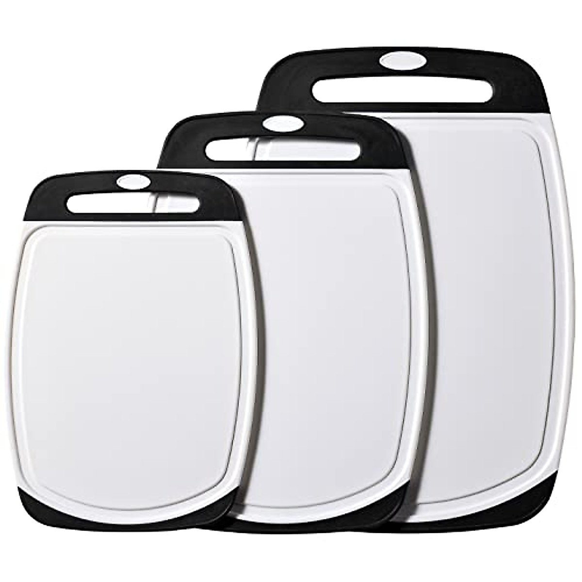 Spring Chef Professional Cutting Boards for Kitchen With Soft Grip Handles – Deep Juice Grooves – Non-porous and Non-slip Chopping Board – Dishwasher Safe – BPA Free Plastic – Set of 3 – Color Choices