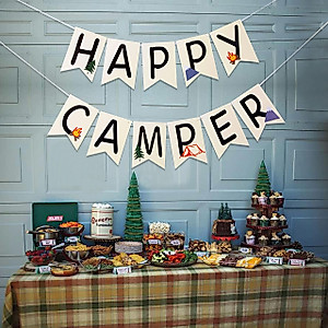 VAVAYAO A Happy Camper Card Banners - Little Explorer Banner, Happy Birthday Camper, More Fun Birthday, Keep Hiking, Our Happy Campers, Happy Campers Birthday Decorations, Campfire, Adventure Waiting, Woodland, A Happy Camper, Camping custom made.