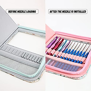 QZLKNIT Clear Crochet Hook Case, Portable Organizer Bag for Crochet Needles and Other Knitting Accessories, Easy to Carry for Crochet Beginners and Knitting Lovers(Only Bag)