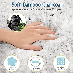 BedsPick 2 Inch Memory Foam Mattress Topper Twin XL Size, Bamboo Charcoal Mattress Topper, CertiPUR-US Certified, Super Soft Twin XL Topper College Dorm Extra Long Mattress Pad