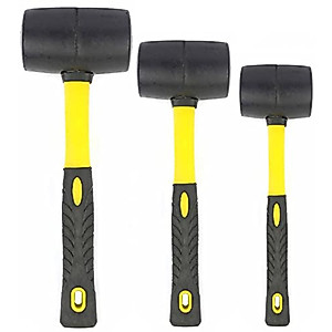 Benchmark - Rubber Mallet Set - 3 Sizes (8 oz, 16 oz, 32 oz) - Durable Low Recoil Rubber Mallet Heads with Sure Grip Fiberglass and Rubber Handles