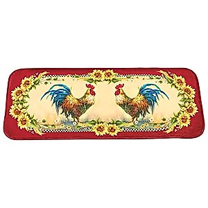 Collections Etc Rooster & Sunflowers Non-Slip Braided Kitchen Runner Rug