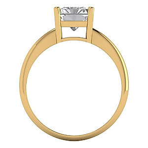 Clara Pucci 2.5ct Radiant Cut Solitaire Genuine Moissanite Wedding Bridal Designer Anniversary Engagement Ring in 14k Yellow Gold