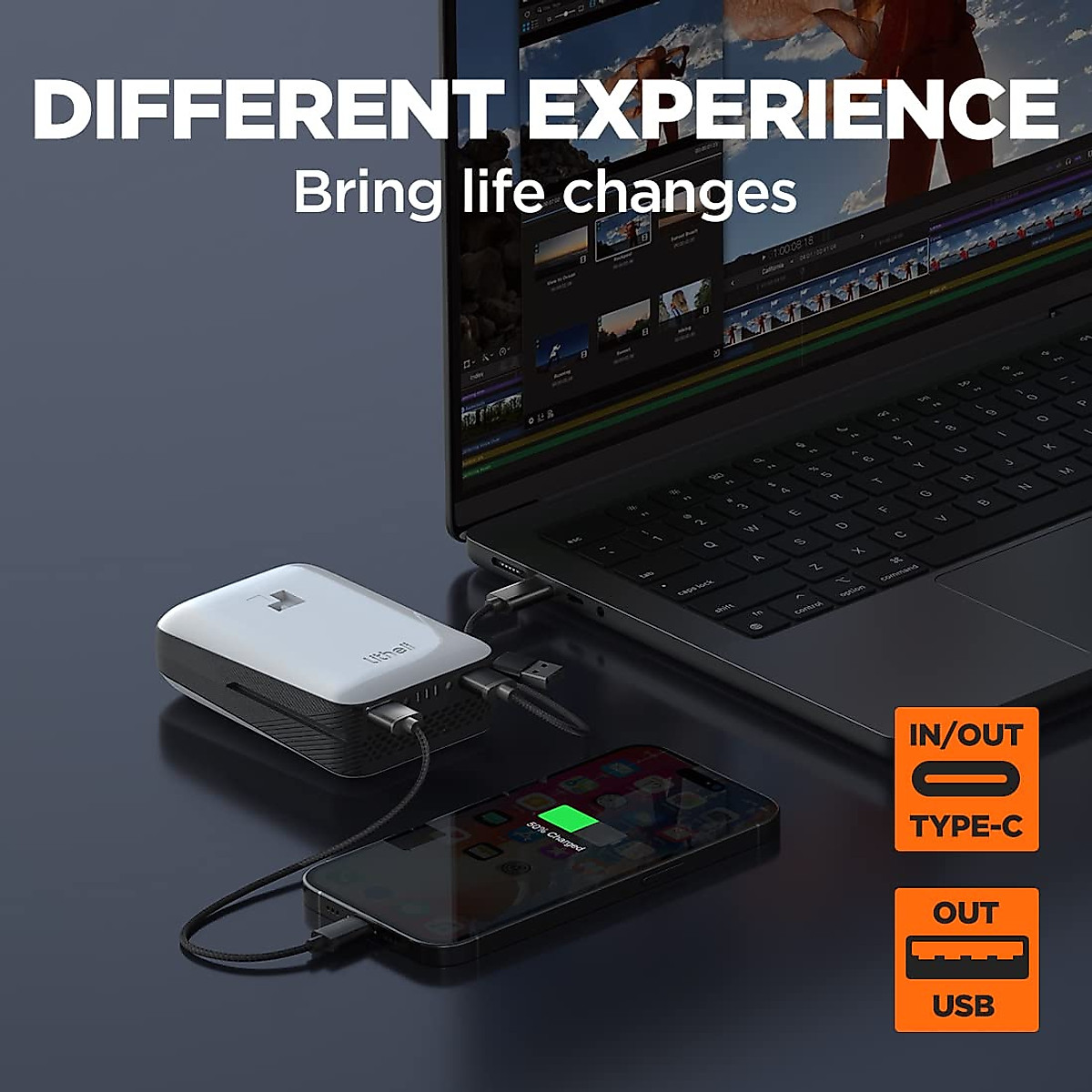 Litheli 2X20V Cordless Snow Blower, 20-inch Snow Thrower with 4.0Ah Battery, Electric Snow Blowers with LED Spotlight and Brushless Motor for Walkways and Driveways