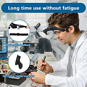 Headband Magnifying Glass with 4 LED Lights, Rechargeable Head Magnifier with 5 Detachable Lenses 1.0X, 1.5X, 2.0X, 2.5X 3.5X - Hands Free Lighted Magnifier Glass for Jewelry, Crafts, Cross Stitch