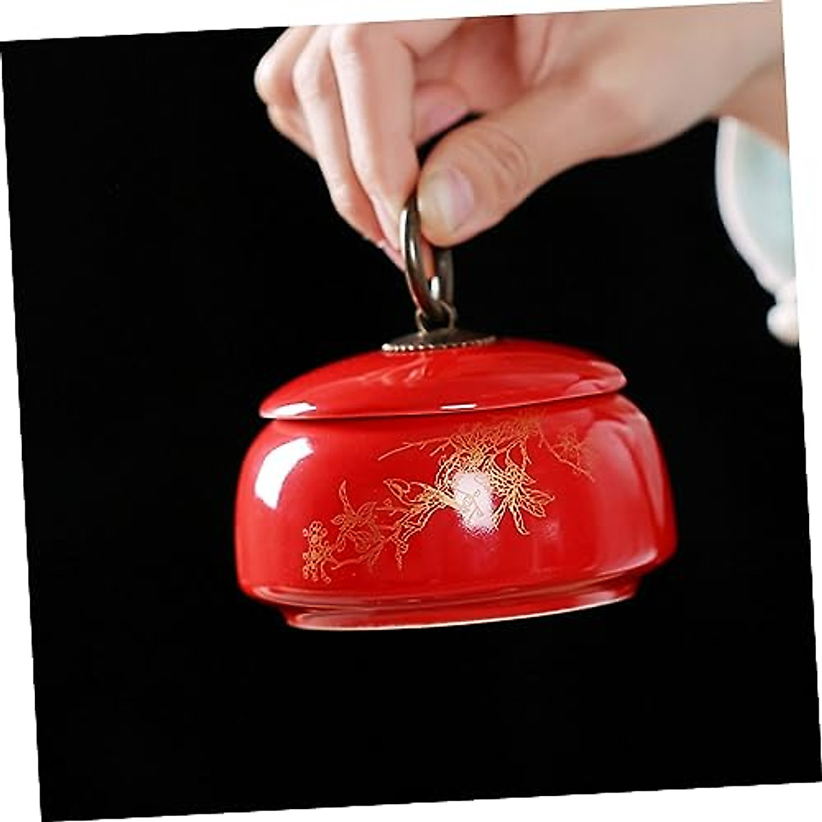 Cabilock 2pcs Sealed jar ceramic teapot tea containers dry food canister sealed nuts container porcelain candy canister Red Tea Canister Sealing Canister Tea Leaf Storage small