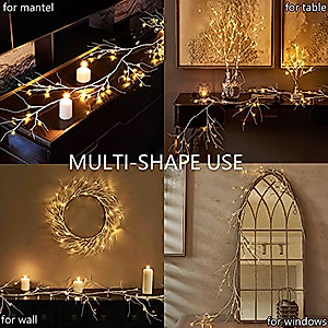 Fudios Lighted Birch Garland with Timer 48 LED Fairy Lights 6ft Battery Operated for Mantle Decor, Lit Twig Garland Christmas Indoor Outdoor Wedding Home Wall Decoration