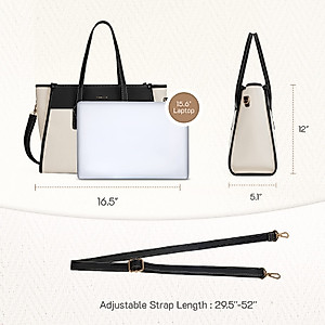 Missnine Tote Bag Canvas Laptop Bag 15.6 inch Work Bags for Women Teacher Bag Casual Computer Shoulder Purse for Office, College, Travel