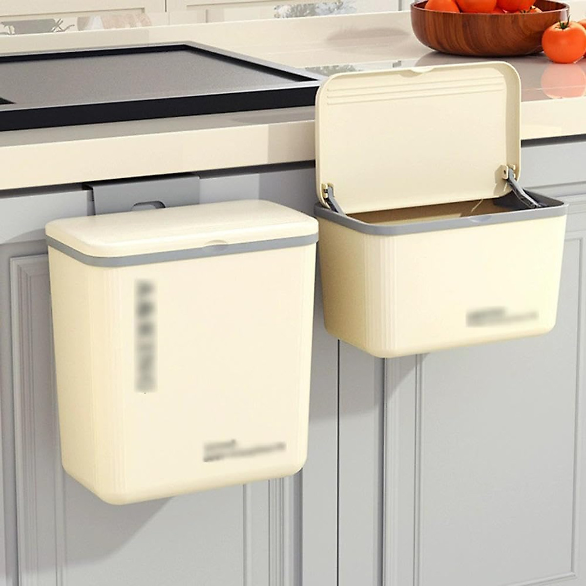 Kitchen Trash Can,Compost Trash Can,Hanging Trash Can for Kitchen Cabinet Door,Multifunctional Hanging Trash Can with Lid,8L/12L Small Kitchen Garbage Can,for Counter Top or Under Sink