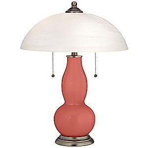Color + Plus Modern Accent Table Lamp 21.5" High Coral Reef Glass Gourd Alabaster Dome Shade for Living Room Family Bedroom Bedside Nightstand