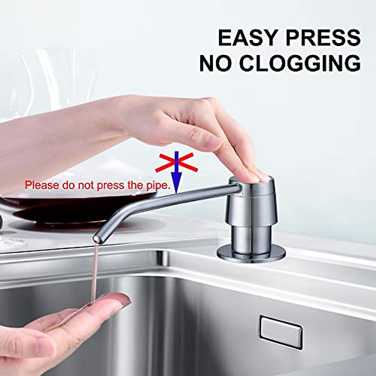 VANNSOO Bathroom Kitchen Sink Soap Dispenser Chrome, 34 oz ( 1000ml ) Brass Large Under Sink Faucet Soap Dispenser Bottle Replacement Detergent Dish Soap Dispenser