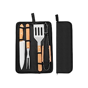 BBQ Tools Set, 4 PCS Portable Grilling Utensil Kit, Compact Barbecue Tool Set with Oxford Storage Bag - Suitable for Cooking and Camping Grilling Accessories