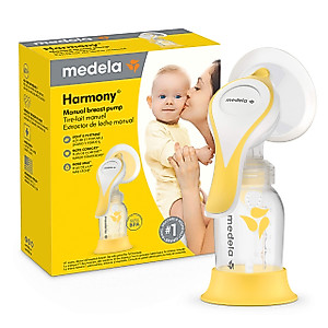 Medela New Harmony Manual Breast Pump with Flex Breast Shield and Ultra Thin Disposable Nursing Pads 120 Count, Single Hand Breastpump, Bra Pads with Leakproof Design, Contoured for Optimal Fit