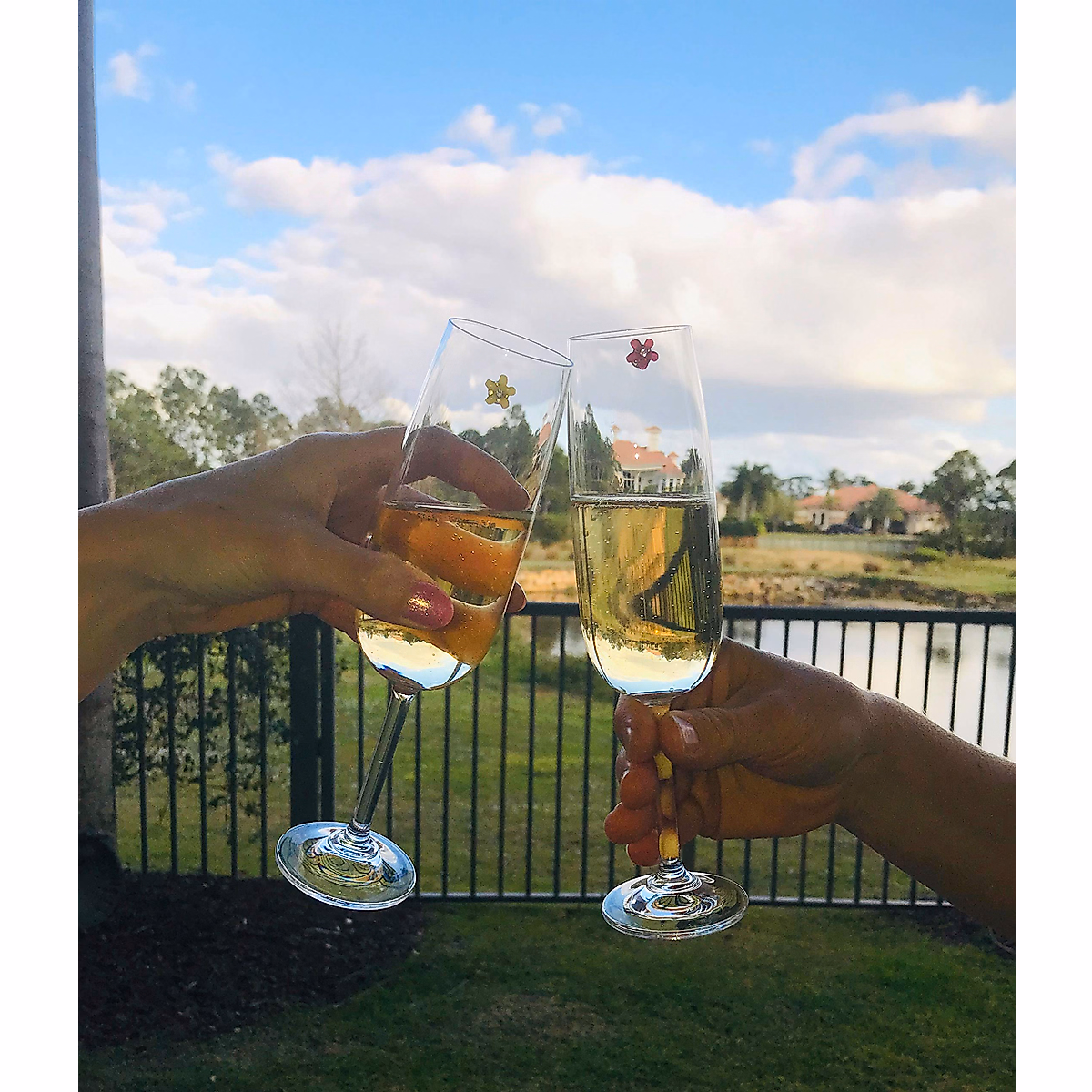 Petite Flower Magnetic Wine Glass Charms - Set of 8 Drink Marker Magnets for Regular or Stemless Glasses by Simply Charmed