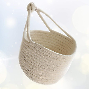 IMIKEYA Wall Hanging Rope Storage Basket Cotton Rope Wall Basket Small Hanging Basket Storage Basket Baby Nursery Organizer Bin for Clothes Toy Keys