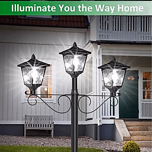 SUNGATH Solar Lamp Post Lights, Triple-Head Solar Lamp Outdoor Waterproof, Solar Pole Light for Street Driveway Garden Yrad Patio Decor, 72 Inches