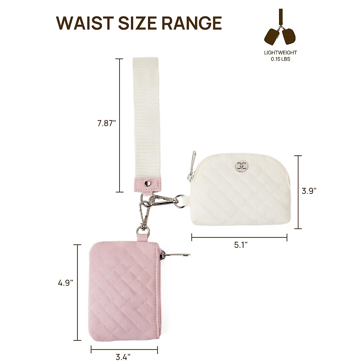 Telena Mini Zip Around Wristlet Wallets for Women Coin Purse Wristlet Keychain Dual Pouch Wallet Beige Pink