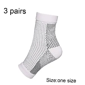 3pair Plantar Fasciitis Support Socks Men Women Sleeves for Weak Ankles Arches Heels - Pain Relief Night Splint Sock