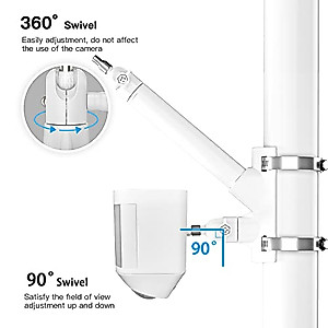 OkeMeeo 2 in 1 Pole Mount for Ring Solar Panel, Ring Super Solar Panel, Ring Spotlight Cam and Ring Stick Up Cam for Maximum Sunlight and Wider View (White)
