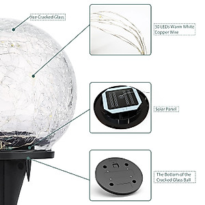 Solar Lights Outdoor Garden Yard Decor Solar Garden Gift Lights Cracked Glass Ball Waterproof Warm White LED Solar Lights Outdoor Decorative for Garden Decor Walkway Patio Yard Lawn, 1 Globe (4.72')