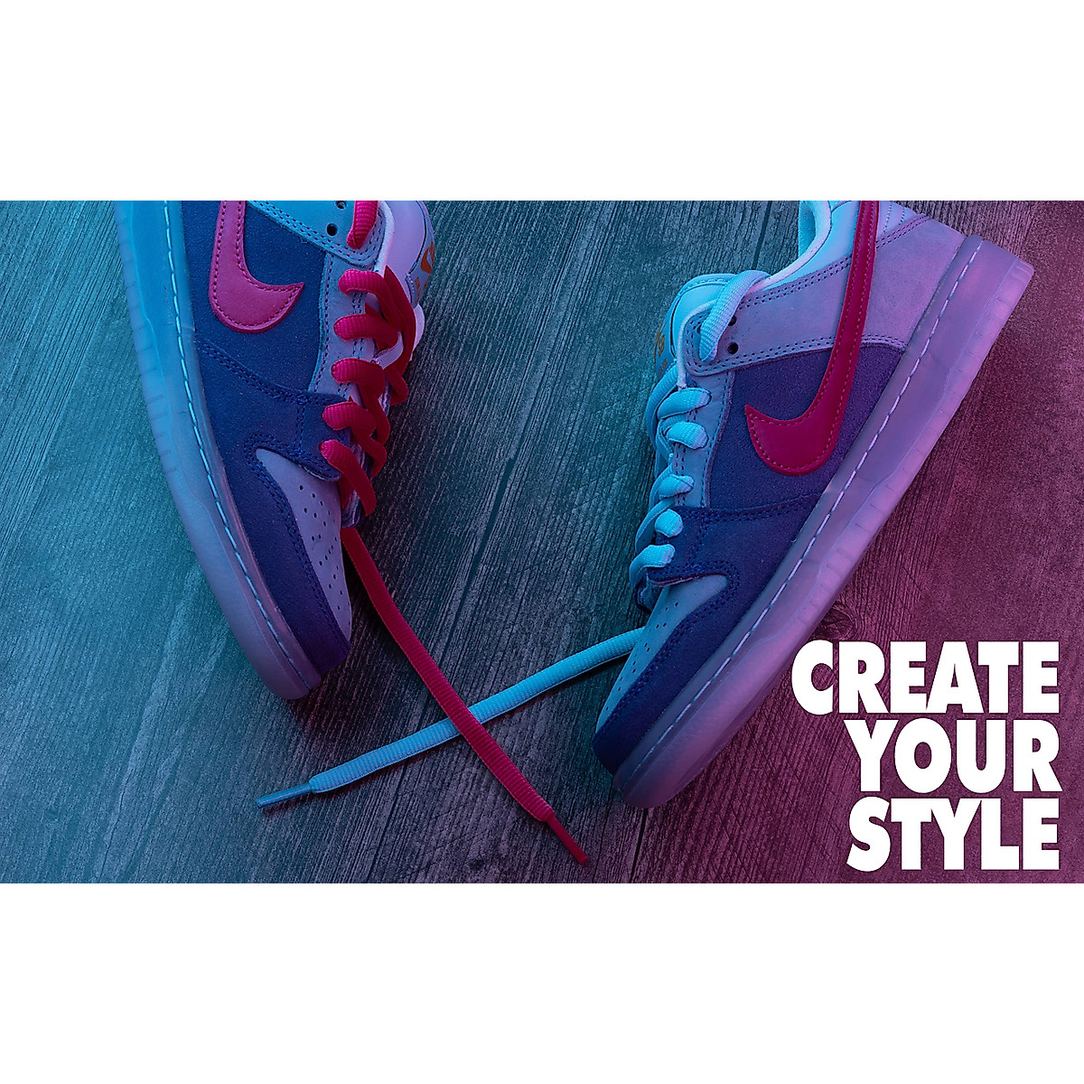 LitLaces - Premium Fat Oval Ultra Wide Replacement Shoe Laces for Nike Dunk SB & Foamposite, Fits Lows and Highs (White, 63”)