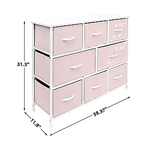 Sorbus Dresser - Furniture Storage Chest for Kids Clothing Organization, Large Organizer for Playroom, Nurseries, Bedroom, Hallway, Closet, Steel Iron Frame, Wood Top, 8 Fabric Drawers (Pink)